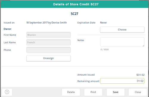 Viewing and Editing Store Credit Details