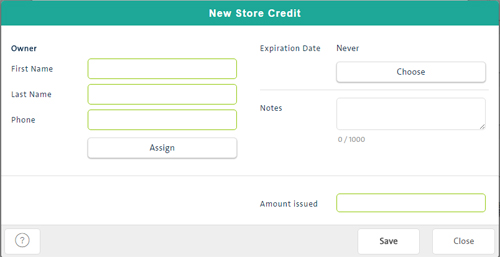 Issuing New Store Credit to a Customer