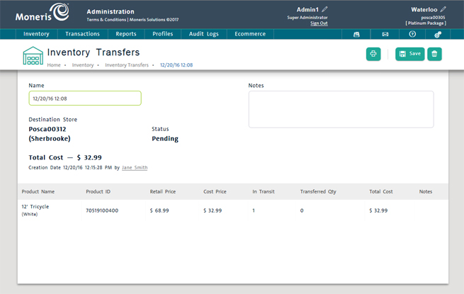 Managing Inventory Transfers